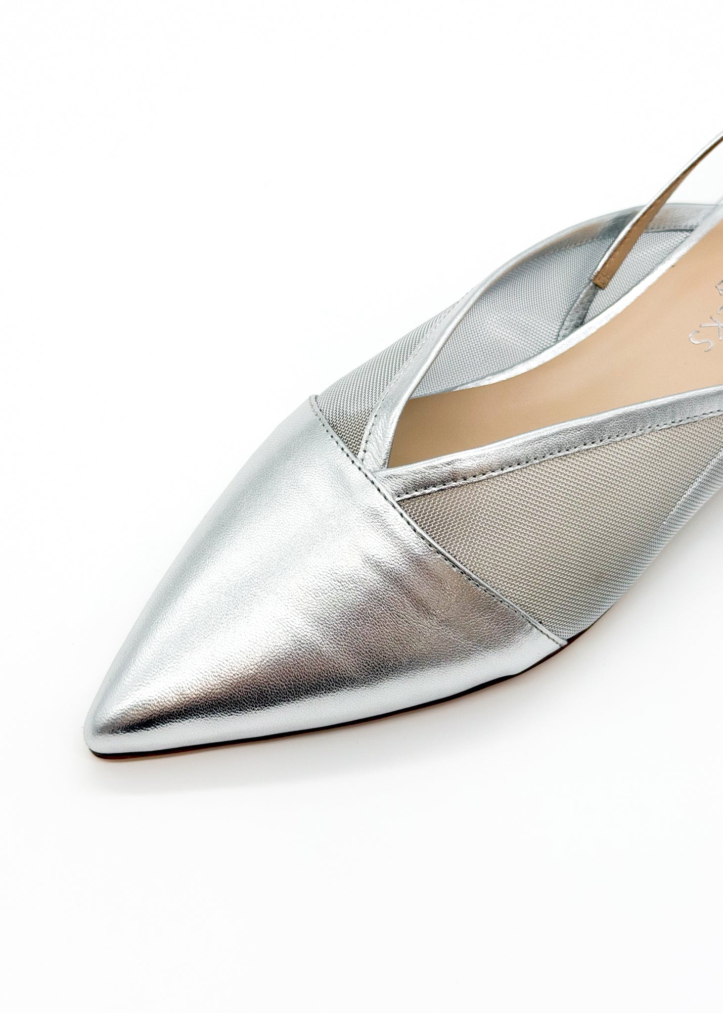 Flat Slingback with Mesh Silver - Sample Size 37 – BellsandBecks.com